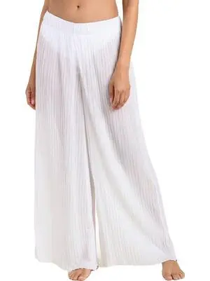 La Blanca Pleated Wide-leg Cover-up Pants - White