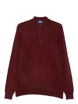Fedeli Fine-knit Polo Shirt - Red