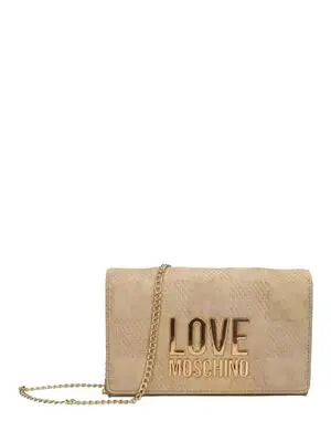 Moschino Logo-plaque Shoulder Bag With Chain Strap - Neutrals