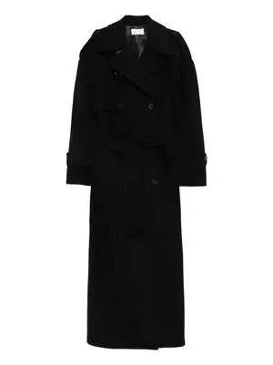 THE NINA STUDIO Belted Double-breasted Coat - Black