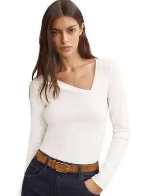 REISS Felicity Asymmetric-neck Top - White
