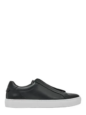 REISS Jenson Bonded-Leather Trainers Black