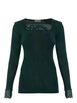 Hanro Lace-detail Top - Green