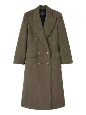 Ermanno Scervino Herringbone Double-breasted Coat - Brown