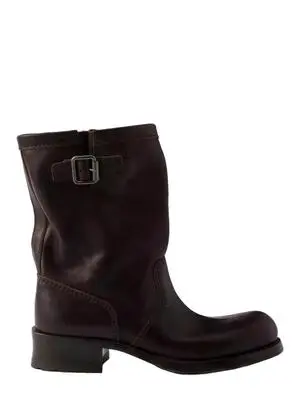 Prada 40mm Logo-buckle Leather Boots - Brown