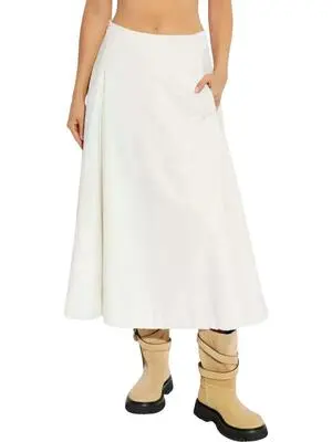 Add Side-pocket A-line Midi Skirt - Neutrals