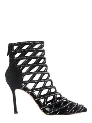 Lola Cruz Alva Rhinestone-embellished Ankle Boots - Black