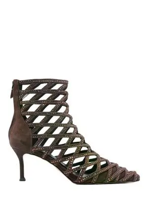 Lola Cruz Alva Rhinestone-embellished Ankle Boots - Brown