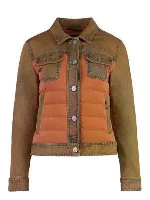 MOORER Padded-panel Denim Jacket - Orange