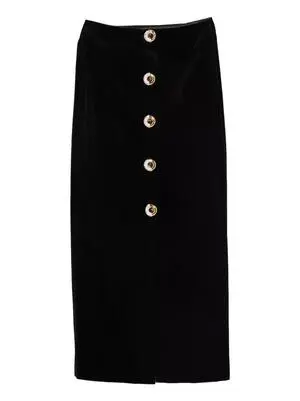 BLAZÉ MILANO Button-up Velvet Midi Skirt - Black