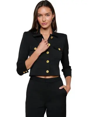 L'Agence Kumi Cropped Jacket - Black/gold Coin