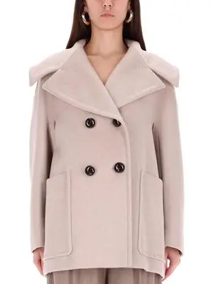 Max Mara Double-breasted 'mario' Coat - Beige
