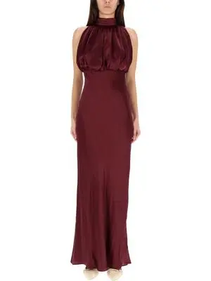Remain Birger Christensen Silk Long Dress - Bordeaux