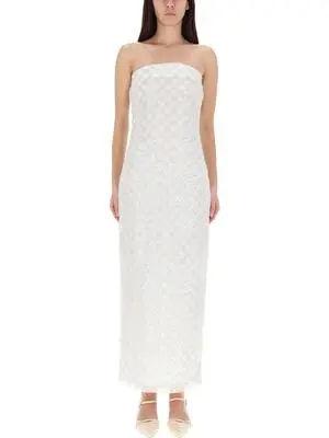 Remain Birger Christensen Long Dress With Beads - Ivory