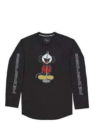 Supreme Number Ine Mickey Raglan Shirt Long Sleeve Top - Black