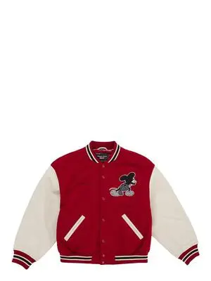 Supreme Number Ine Mickey Varsity Jacket - Red