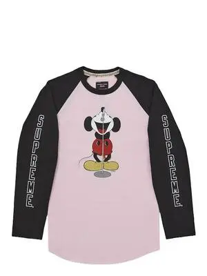 Supreme Number Ine Mickey Raglan Shirt Long Sleeve Top - Pink