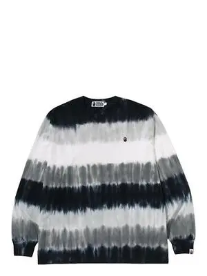 A BATHING APE Drip Stripe Relaxed Fit Long Sleeve Tee Shirt - Black