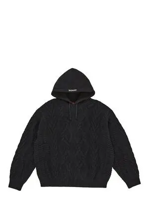 Supreme Cable Hooded Sweater - Black