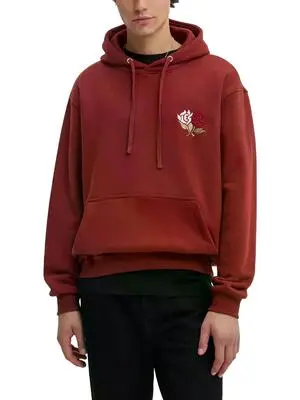 LES DEUX Flower-embroidered Hoodie - Red