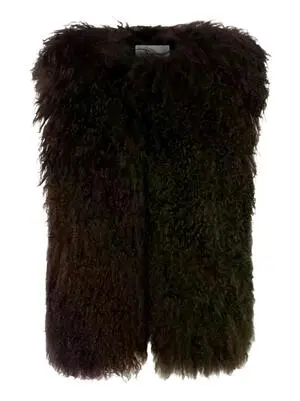 YVES SALOMON Long-hair Fur Gilet - Brown