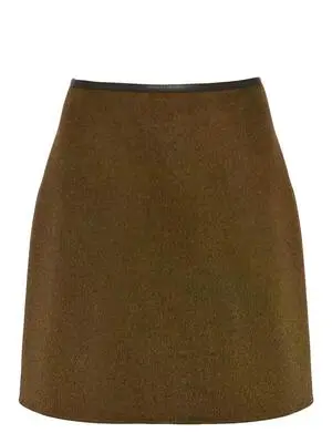 YVES SALOMON Wool-cashmere Mini Skirt With Leather Trim - Brown