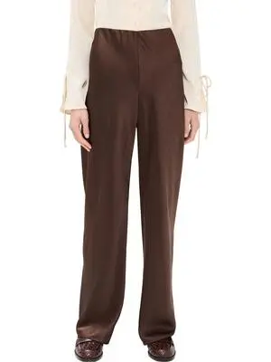 Vince High-Waist Fluid Satin Bias Pants Espresso