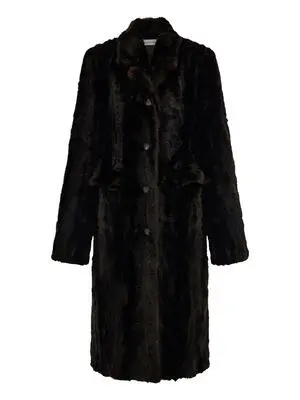 FERRAGAMO Single-breasted Faux Fur Coat - Brown