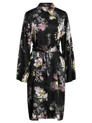 TWINSET Floral Print Midi Shirt Dress - Black