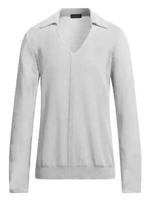 ROBERTO COLLINA Lightweight Knit Polo Sweater - Grey