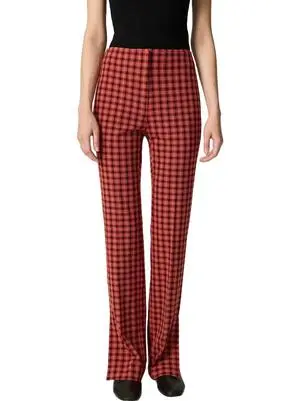 NOCTURNE Plaid Slit-hem Trousers - Multi-colored