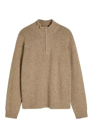 WON HUNDRED Viaan Half-zip Wool And Silk-blend Jumper - Tan