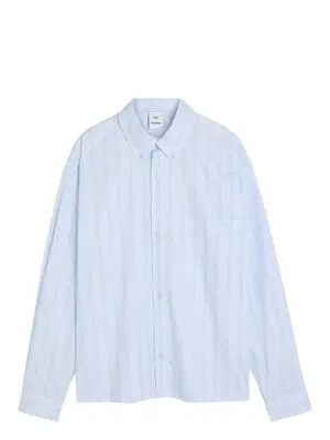 WON HUNDRED Maza Striped Cotton-poplin Shirt - Light Blue