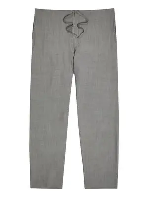 Calvin Klein Drawstring Straight-leg Wool Trousers - Grey