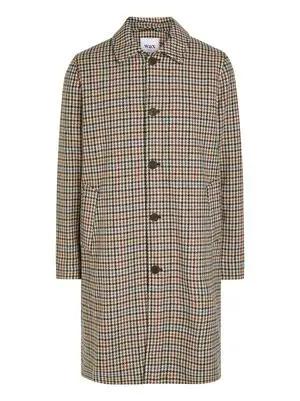 WAX LONDON Houndstooth Wool-Blend Coat Beige