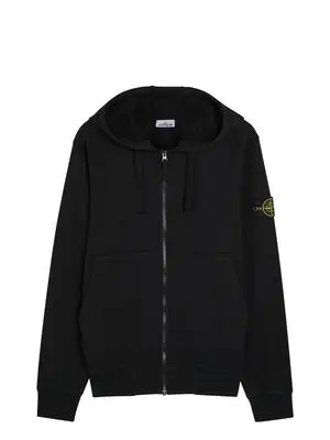 Stone Island Hooded Cotton Sweatshirt - Black