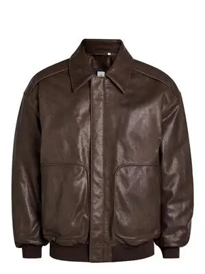 Calvin Klein Quilted Leather Jacket - Brown