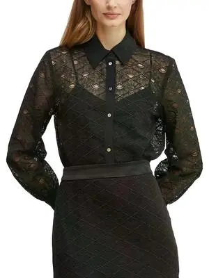 Karl Lagerfeld Lace Buttoned Shirt - Black