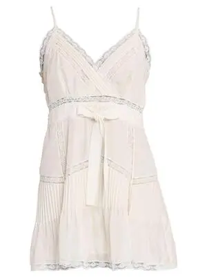 LoveShackFancy Sibelle Silk Ribbon Mini Dress - Ivory
