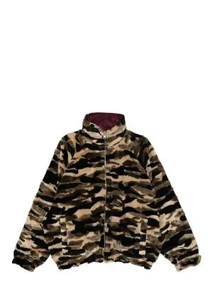 PDF Camouflage Print High-neck Outerwear - Beige