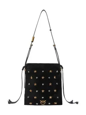 Pinko Star-embellished Suede Shoulder Bag - Black