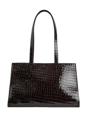 Cos Gallery Croc-effect Leather Tote Bag - Brown