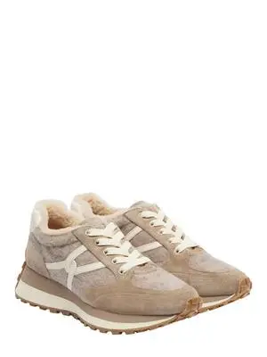 Veronica Beard Valentina Leather And Suede Sneakers Grey