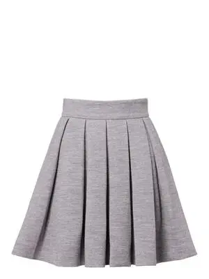 Balmain Pleated Wool And Cotton-blend Miniskirt - Grey