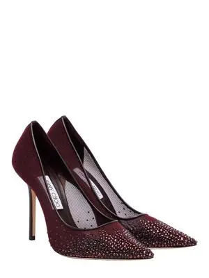 JIMMY CHOO Love 100 Crystal-embellished Pumps - Burgundy