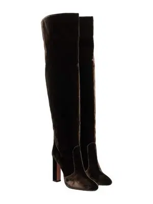 AQUAZZURA Joplin 105 Velvet Knee-high Boots - Brown