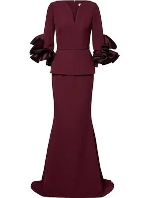 Safiyaa Clemenza Crêpe Gown - Burgundy