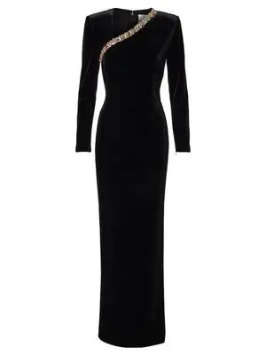 Roland Mouret Embellished Velvet Gown - Black
