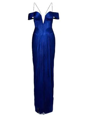 MARIA LUCIA HOHAN Camilla Metallic Silk Tulle Gown - Blue