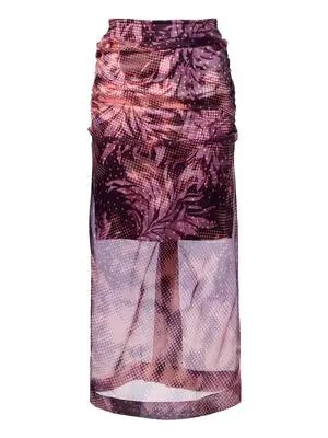 Dries Van Noten Layered Printed Silk-blend Midi Skirt - Burgundy